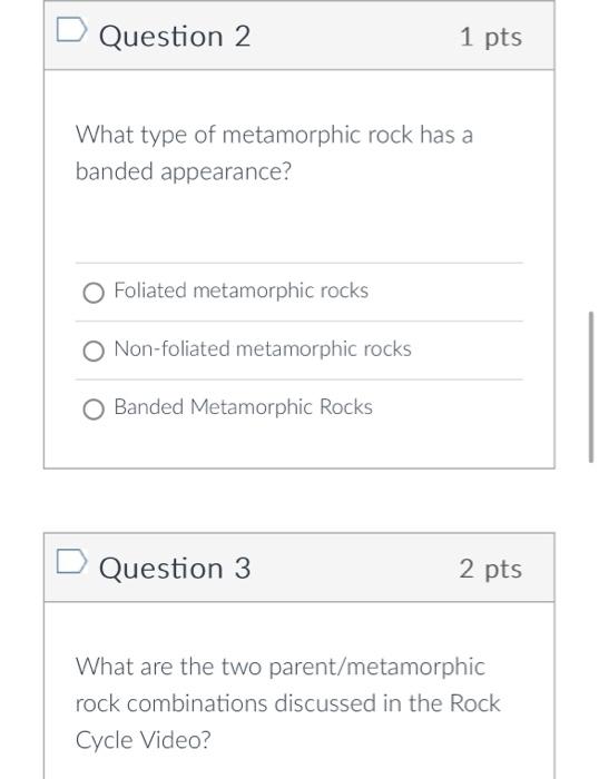 Solved What type of metamorphic rock has a banded | Chegg.com