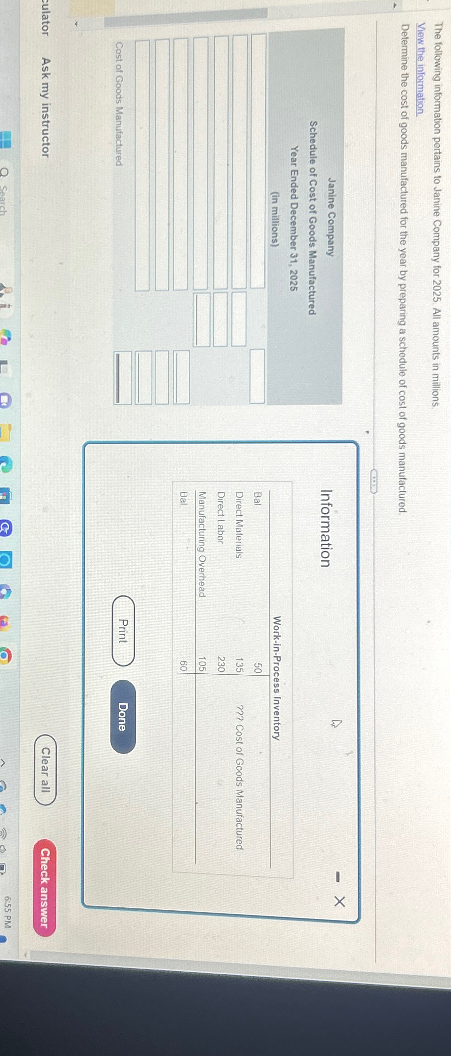 The following information pertains to Janine Company | Chegg.com