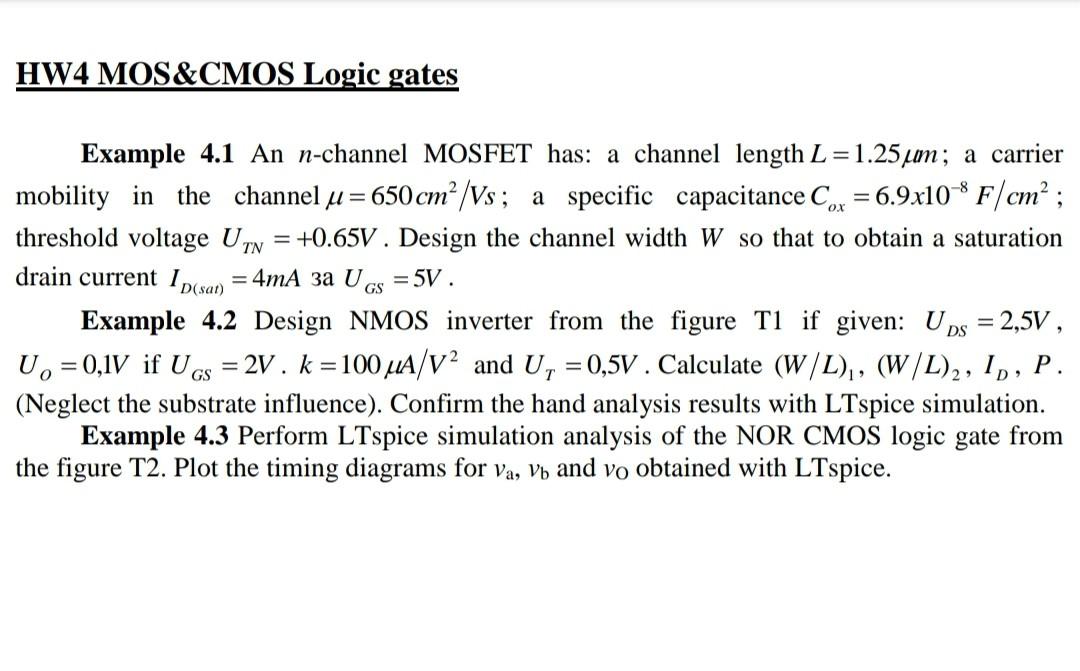 Solved HW4 MOS\&CMOS Logic gates Example 4.1 An n-channel | Chegg.com
