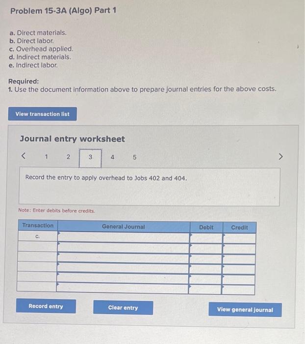 Solved Required information Problem 15-3A (Algo) Computing | Chegg.com