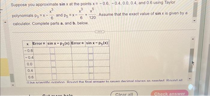 Solved Suppose you approximate sinx at the points | Chegg.com