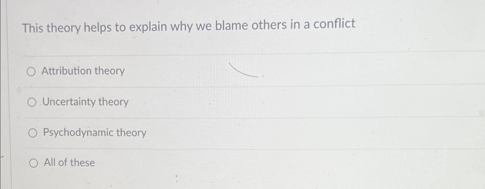 Solved This theory helps to explain why we blame others in a | Chegg.com