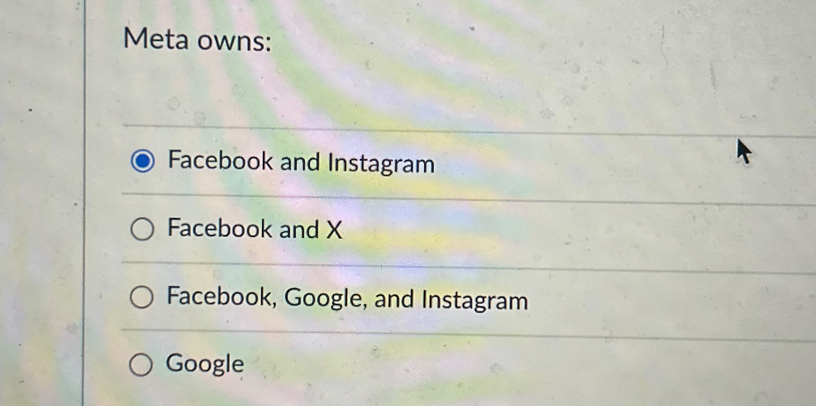 Solved Meta owns:Facebook and InstagramFacebook and | Chegg.com