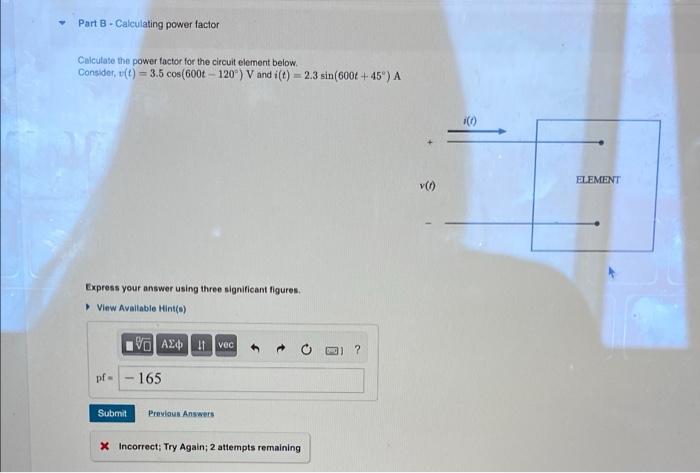 Solved Part A - Calculating average and reactive power I --- | Chegg.com