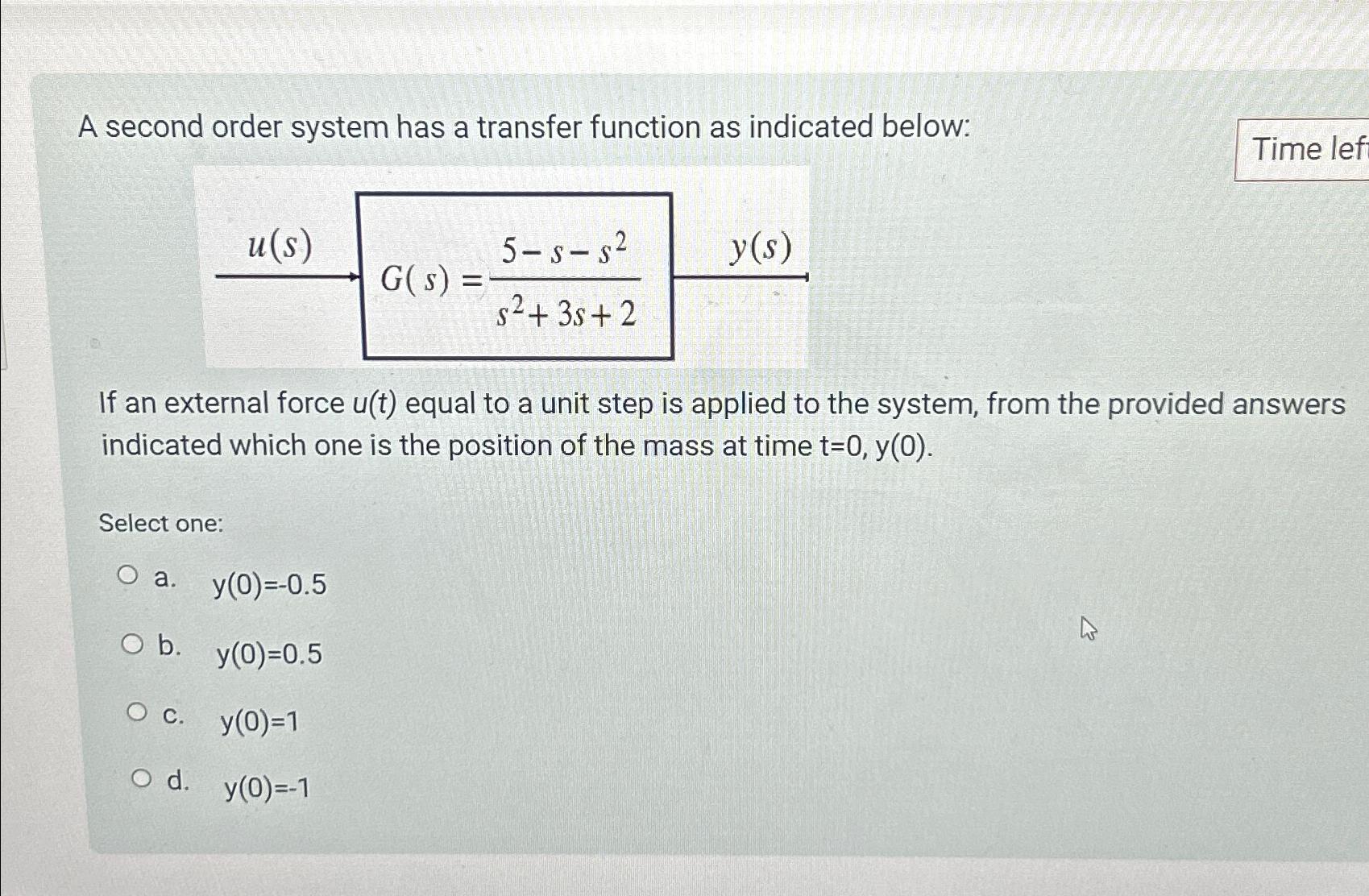 Solved A second order system has a transfer function as | Chegg.com