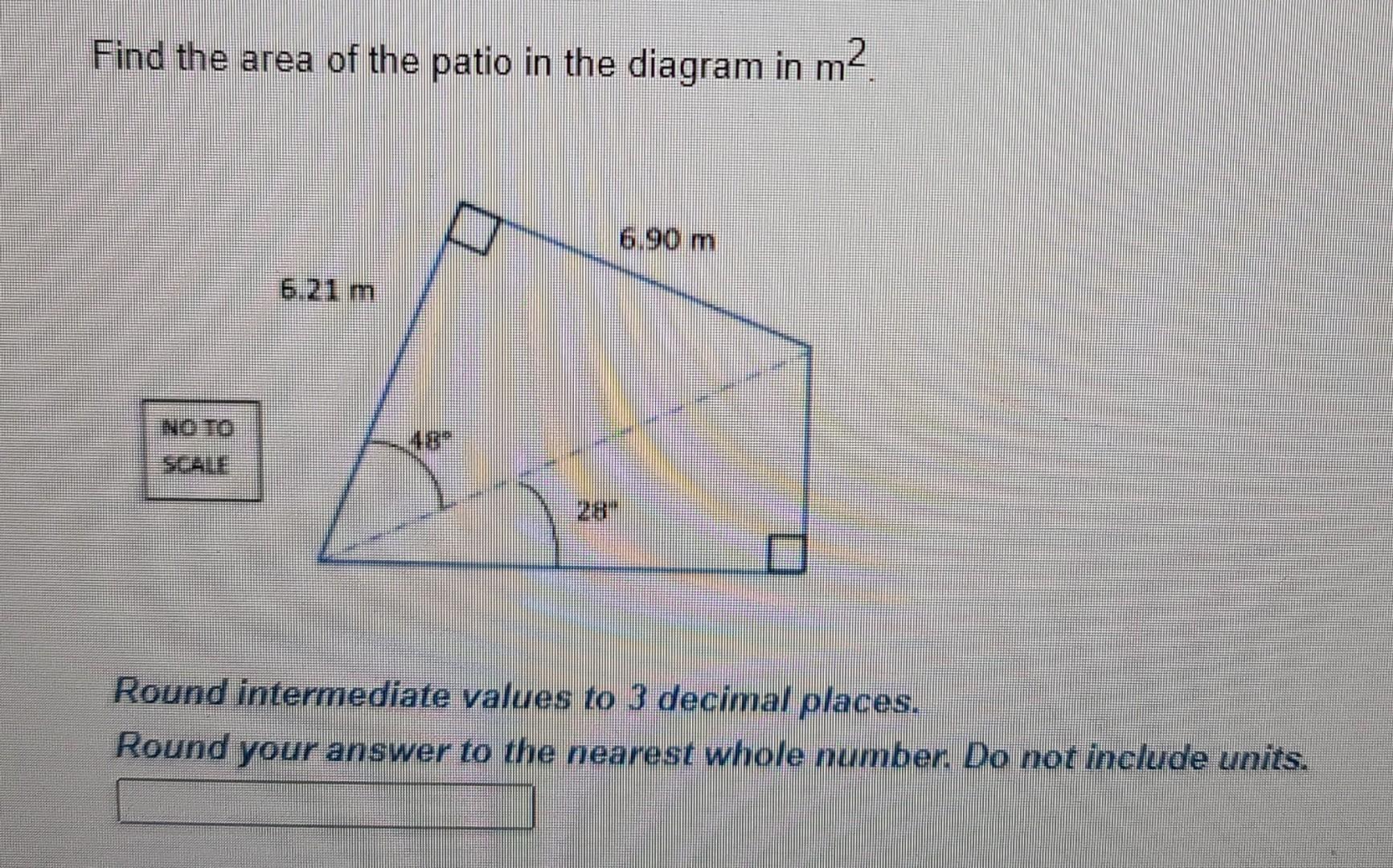Solved Find the area of the patio in the diagram in m m2 | Chegg.com