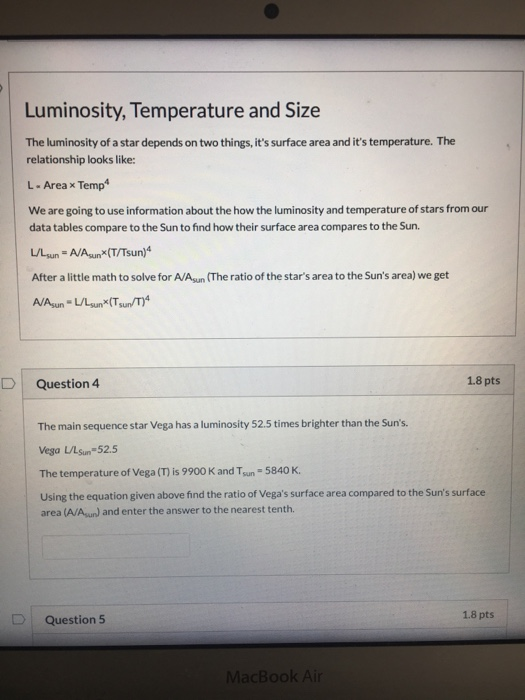 Solved Luminosity, Temperature and Size The luminosity of a | Chegg.com