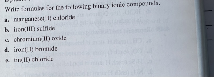 Solved Write formulas for the following binary ionic | Chegg.com