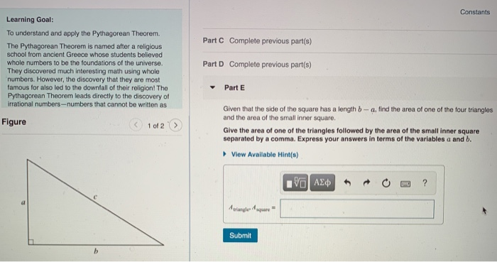 Solved Constants Part C Complete previous part(s) Learning | Chegg.com