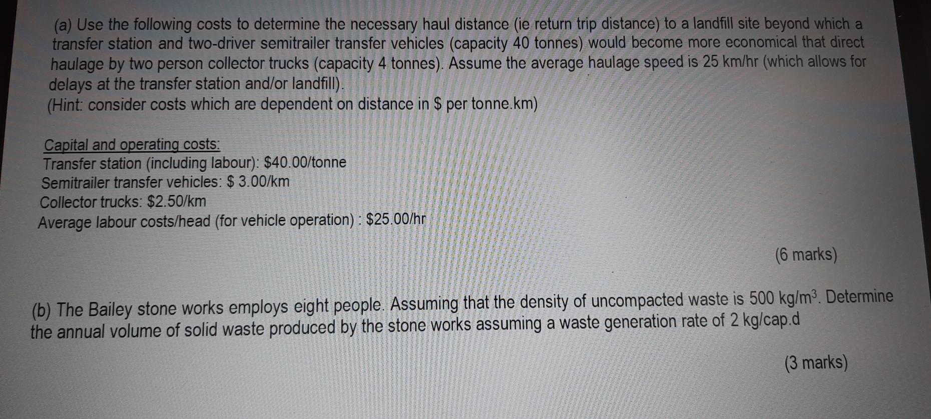 Solved (a) Use the following costs to determine the | Chegg.com