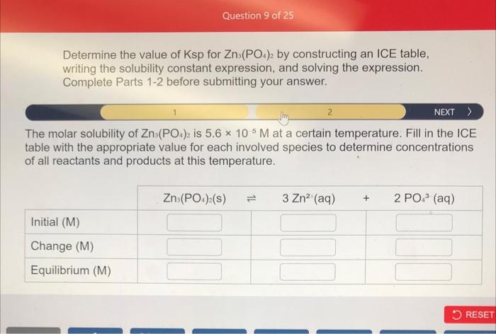 Solved Determine the value of Ksp for Zn3(PO4)2 by | Chegg.com