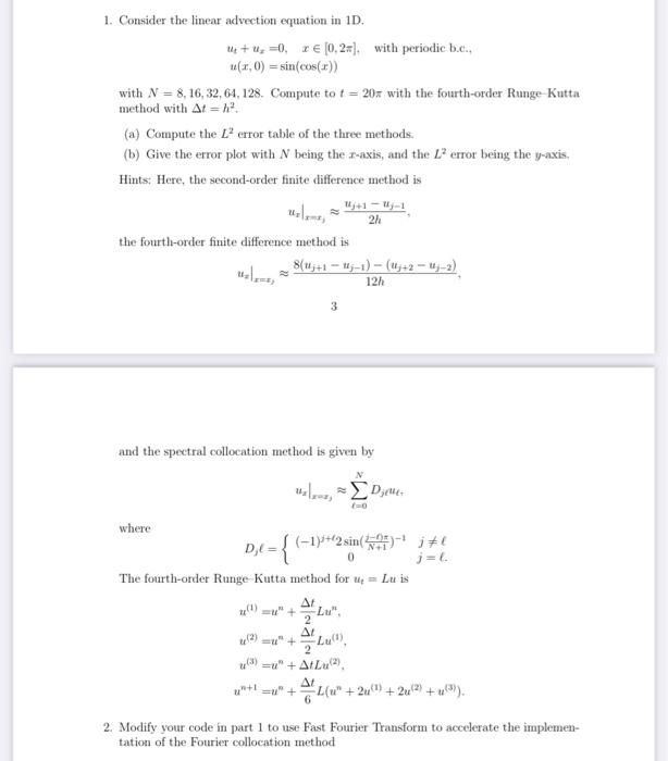Solved 1. Consider the linear advection equation in 1D. | Chegg.com