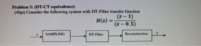 Solved Problem 5: (DT-CT equivalence) (40pt) Consider the | Chegg.com