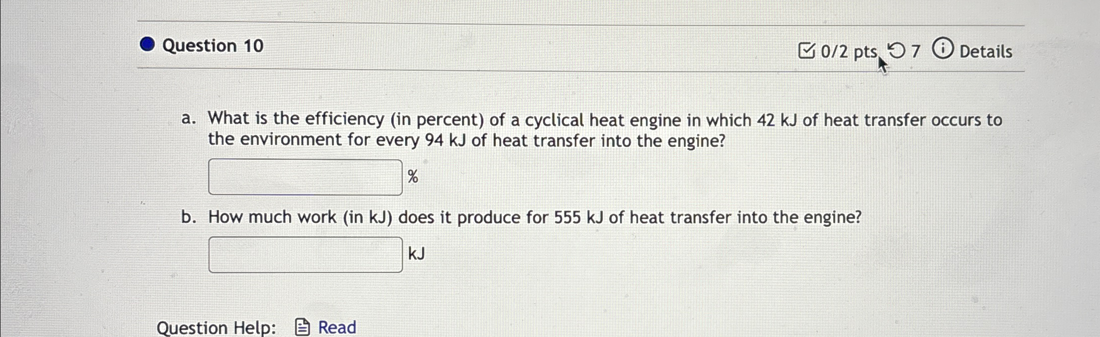 Solved Question 1002pts7Detailsa. ﻿What is the efficiency | Chegg.com