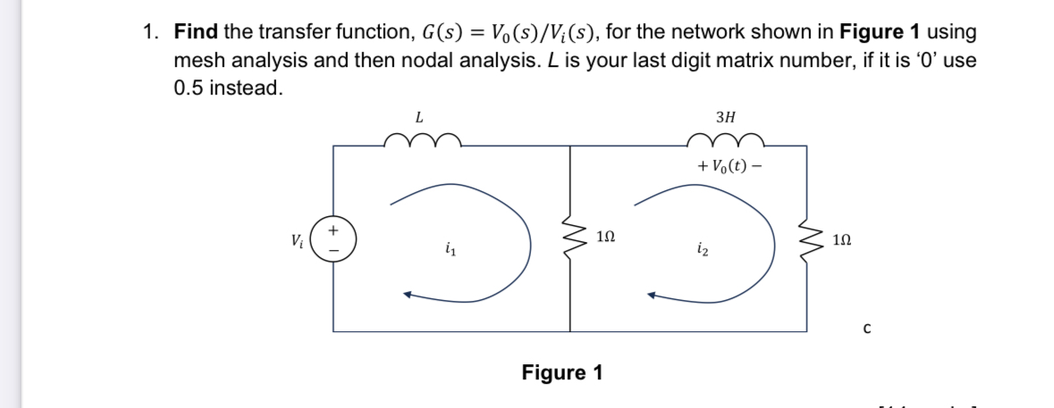 Solved Find the transfer function, G(s)=V0sVi(s), ﻿for the | Chegg.com