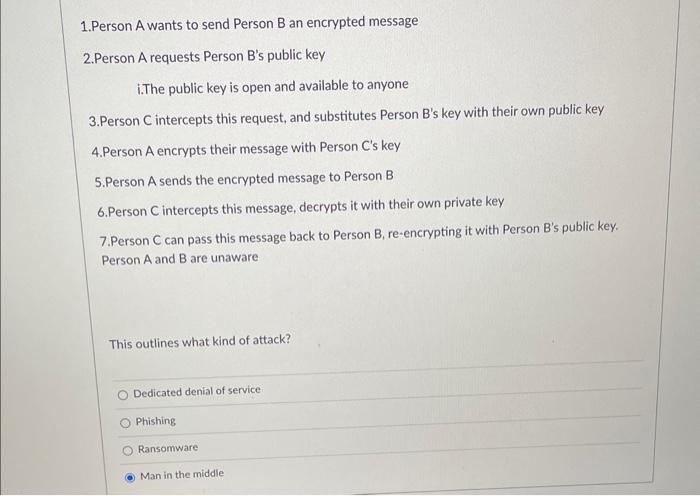 Solved 1.Person A wants to send Person B an encrypted | Chegg.com