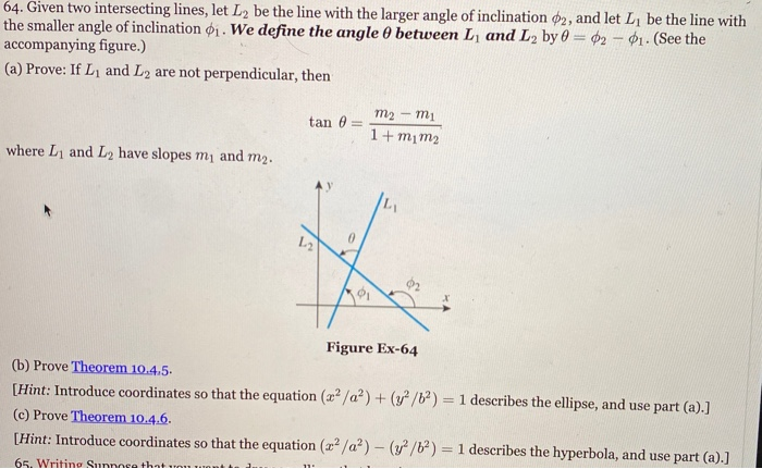 Solved 64. Given two intersecting lines, let L2 be the line | Chegg.com