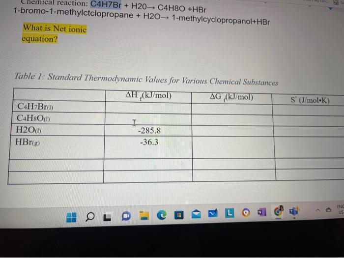 Solved hemical reaction: C4H7Br + H20- C4H80 +HBr | Chegg.com