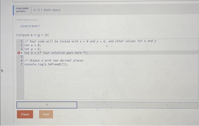 Solved z=y+∣x∣ Your code will be tested with x=8 and y=6, | Chegg.com