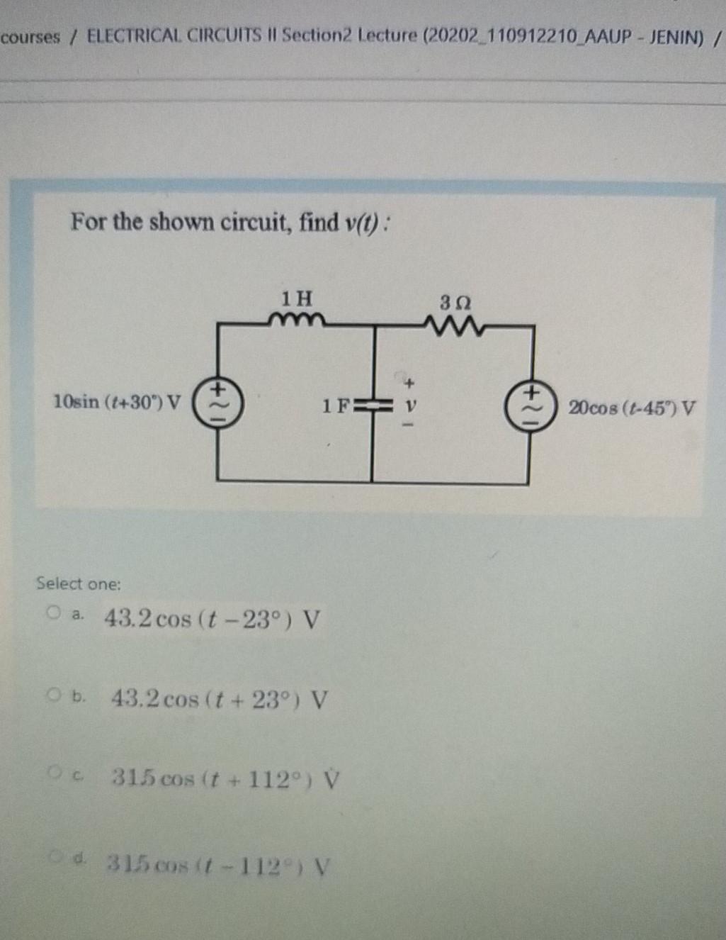 Solved courses / ELECTRICAL CIRCUITS II Section2 Lecture | Chegg.com