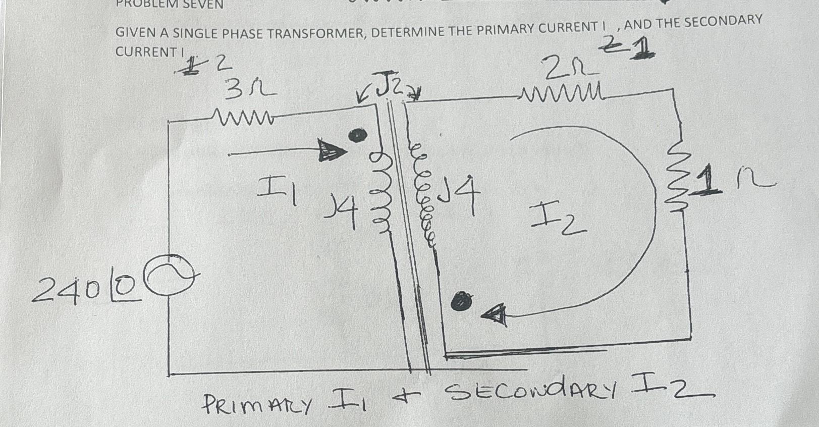 Solved Determine the primary current 1 ﻿and the secondary | Chegg.com