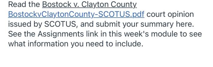 Solved Read the Bostock v. Clayton County | Chegg.com