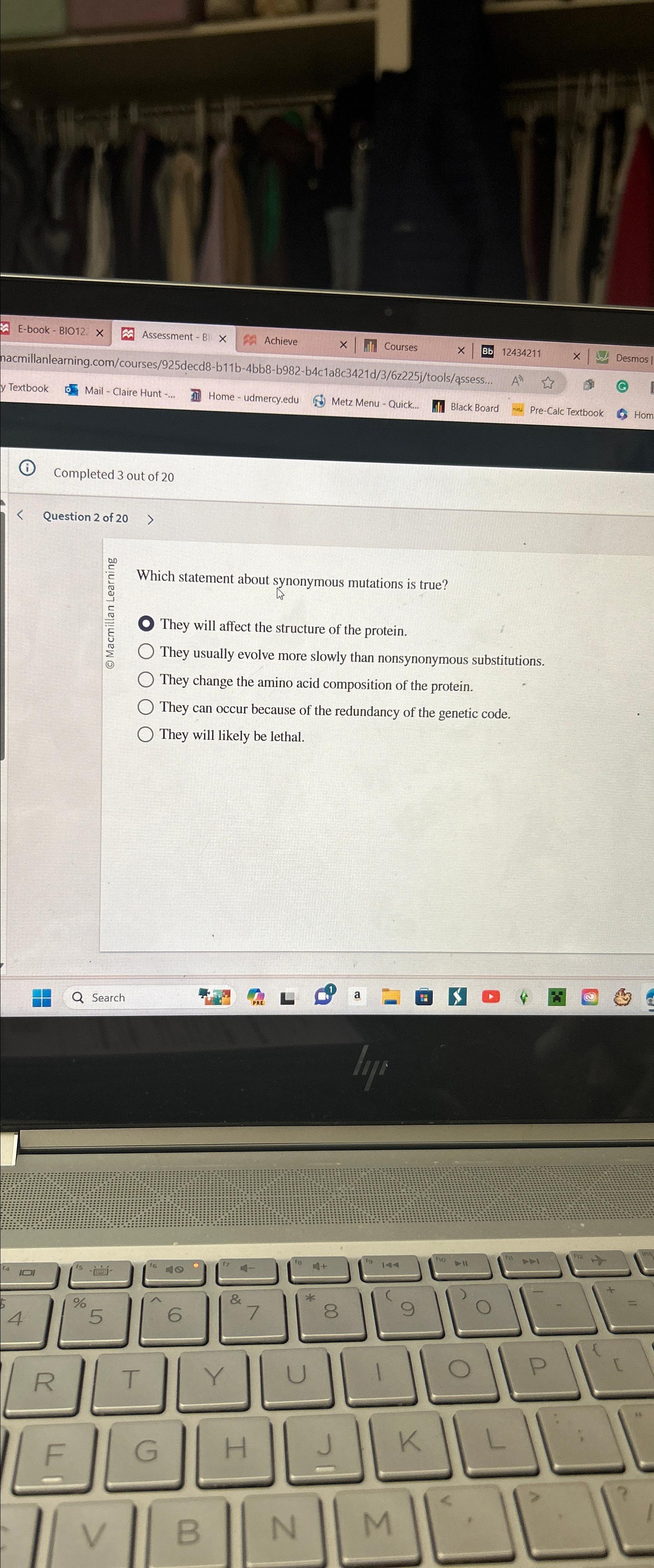 Solved Completed 3 ﻿out of 20Question 2 ﻿of 20>sThey will | Chegg.com