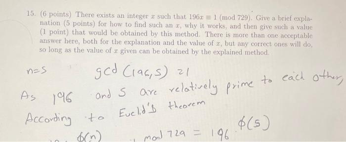 Solved 15. (6 points) There exists an integer x such that | Chegg.com