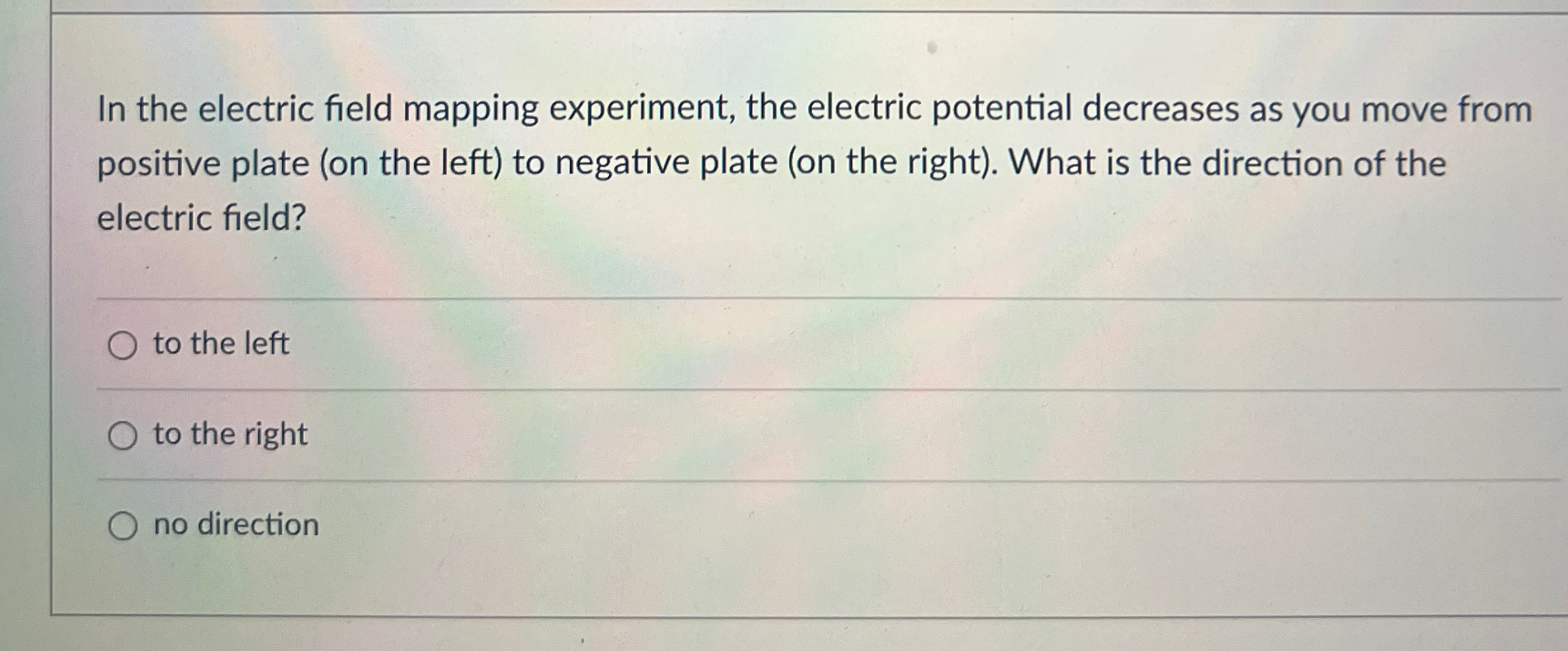 Solved In the electric field mapping experiment, the | Chegg.com
