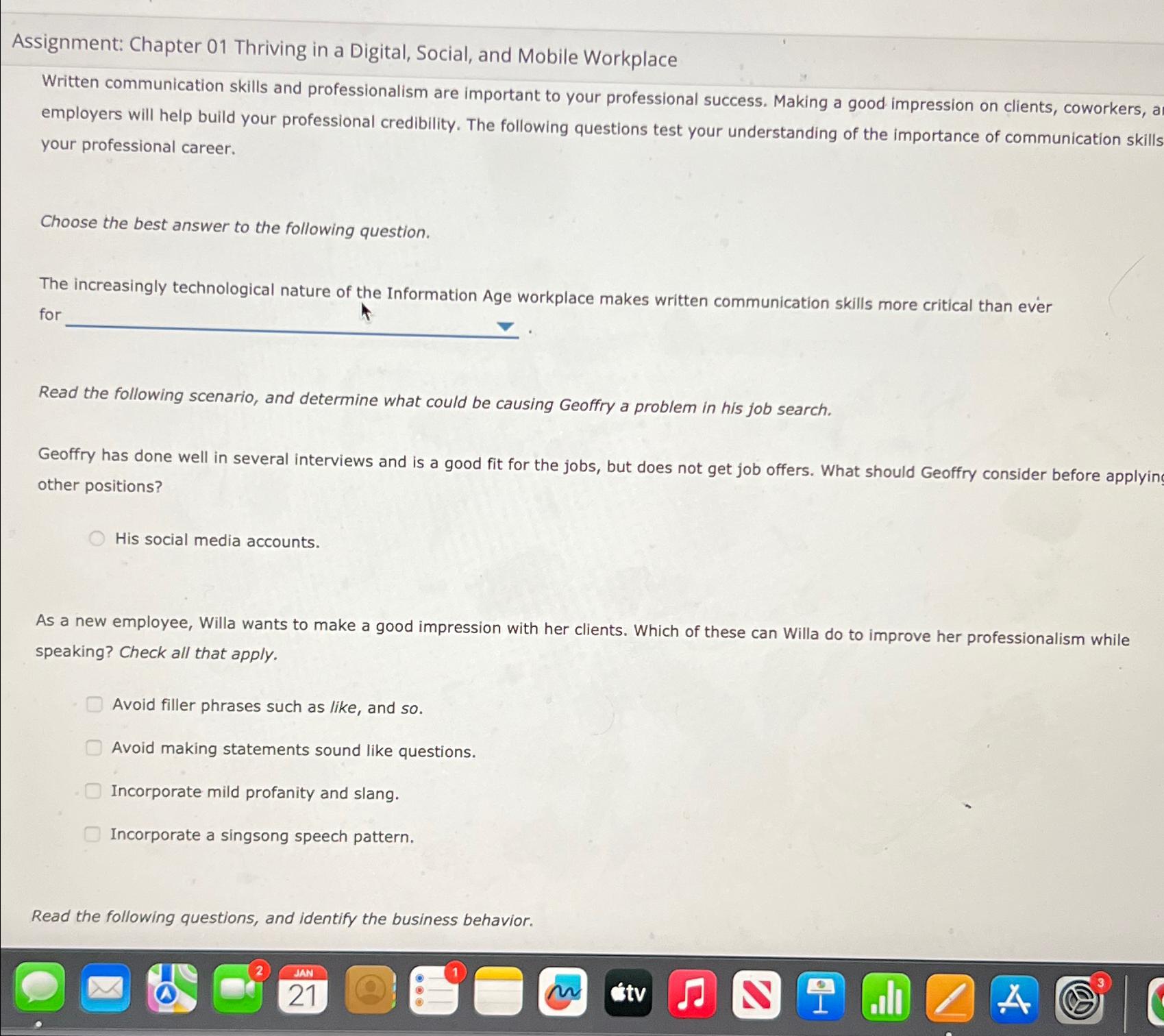 Solved Assignment: Chapter 01 ﻿Thriving in a Digital, | Chegg.com