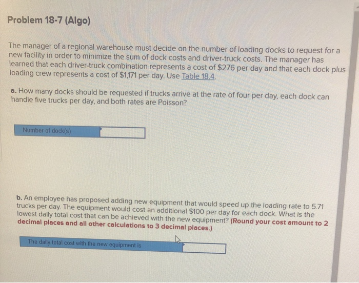 Solved Problem 18-7 (Algo) The manager of a regional | Chegg.com