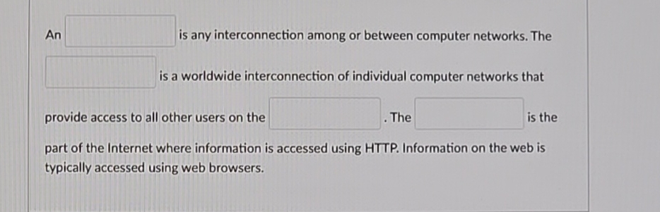 Solved An is any interconnection among or between computer | Chegg.com