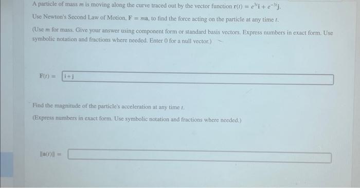 Solved A particle of mass m is moving along the curve traced | Chegg.com