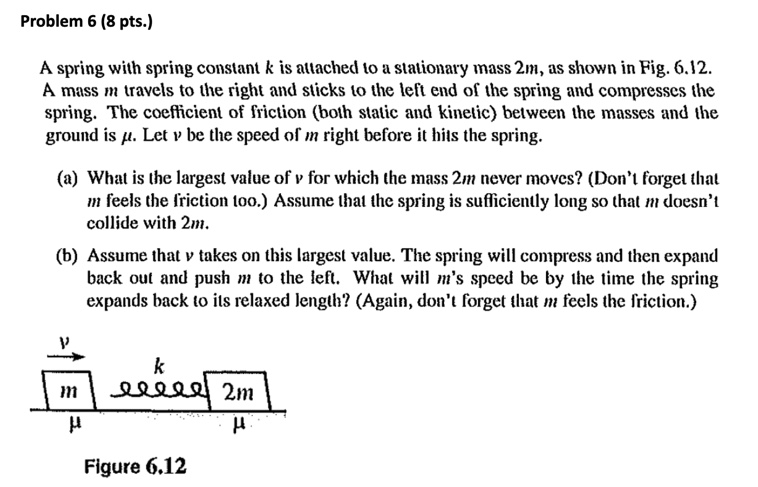 Solved Problem 6 (8 ﻿pts.)A spring with spring constant k is | Chegg.com