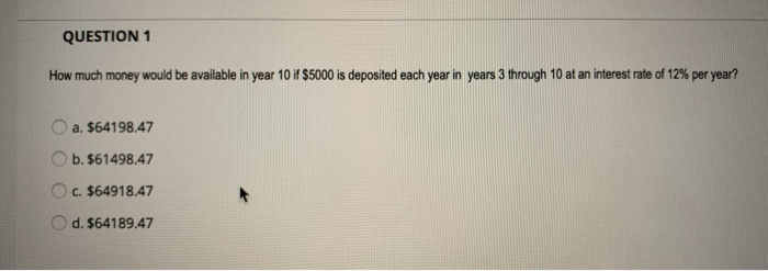 Solved QUESTION 1 How much money would be available in year | Chegg.com