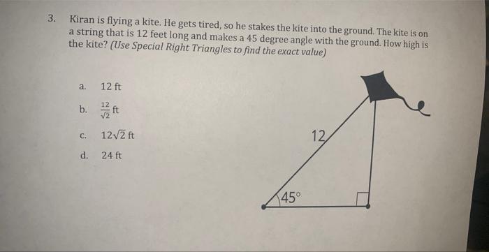 Solved Kiran is flying a kite. He gets tired, so he stakes | Chegg.com