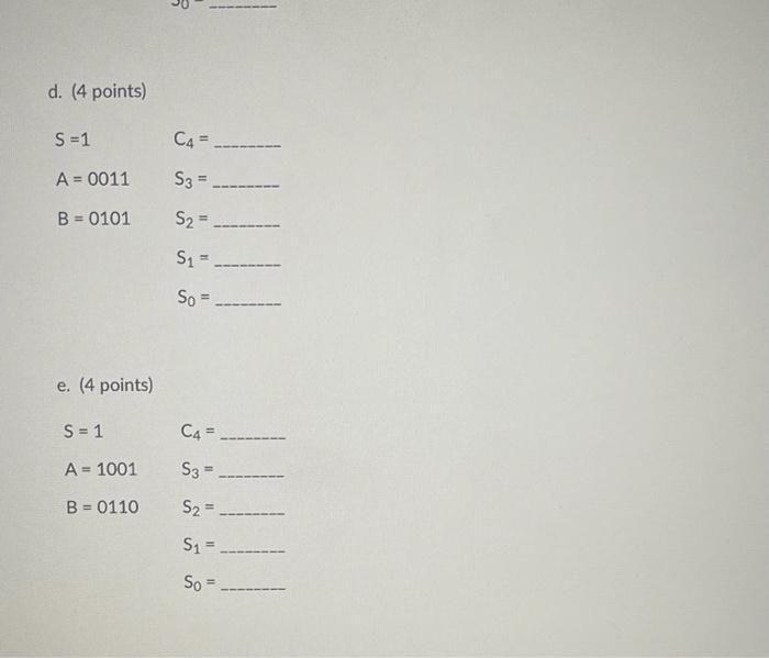 Solved Input values for the adder-subtractor circuit above | Chegg.com