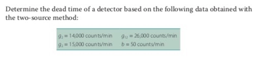 Solved Determine the dead time of a detector based on the | Chegg.com