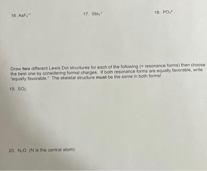 Solved Draw Lewis Dot structures for each of the following | Chegg.com