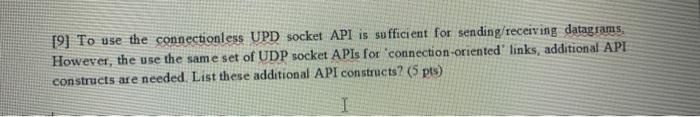 \{9] To use the connectionless UPD socket API is | Chegg.com