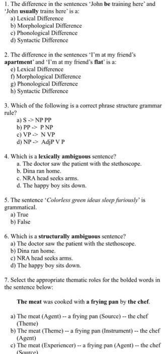1. The difference in the sentences "John be training | Chegg.com