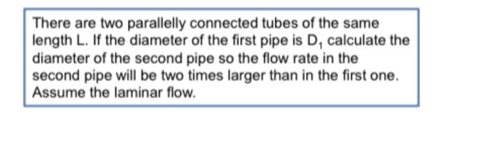 Solved There are two parallelly connected tubes of the same | Chegg.com