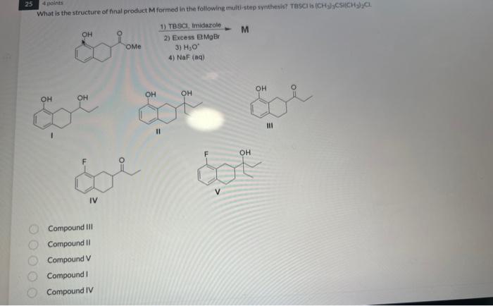 Solved 25 4 noints 3) HjO3 4) NaF (aq) Compound III Compound | Chegg.com