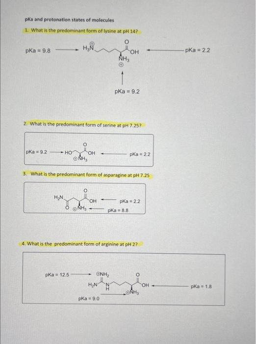 Solved pKa and protonation states of molecules 1. What is | Chegg.com