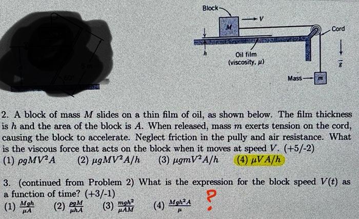 Solved Mgh μA PgM phA (3) mgh² HAM Block (4) M Mgh2 A "L -V | Chegg.com