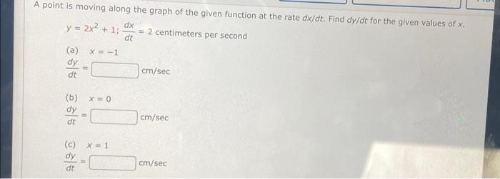 Solved A point is moving along the graph of the given | Chegg.com
