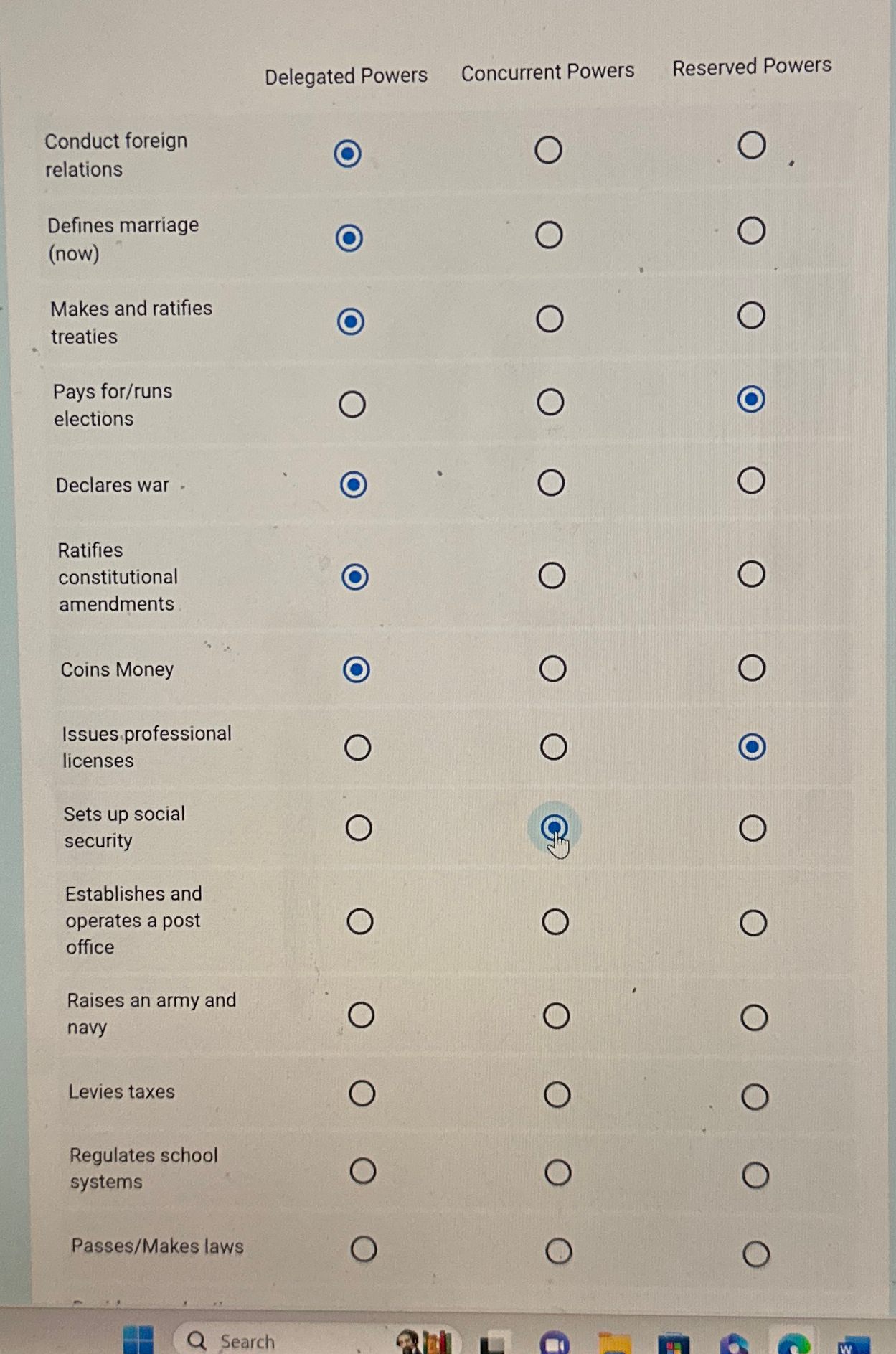 Solved Delegated PowersConcurrent PowersReserved | Chegg.com