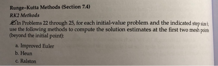 Solved Runge-Kutta Methods (Section 7.4) RK2 Methods In | Chegg.com