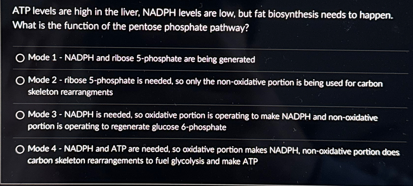 Solved ATP levels are high in the liver, NADPH levels are | Chegg.com