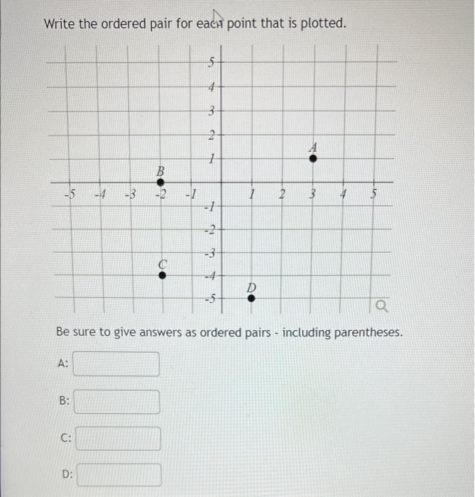 Solved Write the ordered pair for eacr point that is | Chegg.com